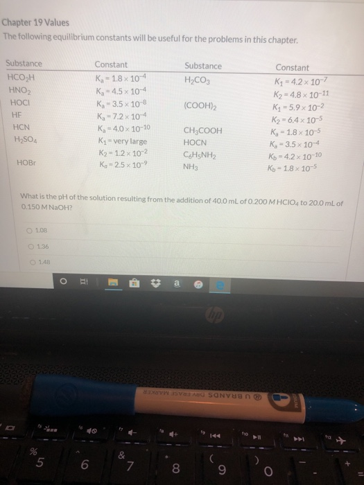 Solved Chapter 19 Values The following equilibrium constants | Chegg.com