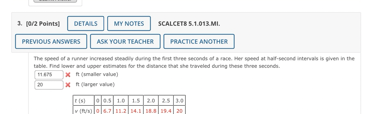 Solved [0/2 ﻿Points]SCALCET8 5.1.013.MI.ASK YOUR TEACHERThe | Chegg.com