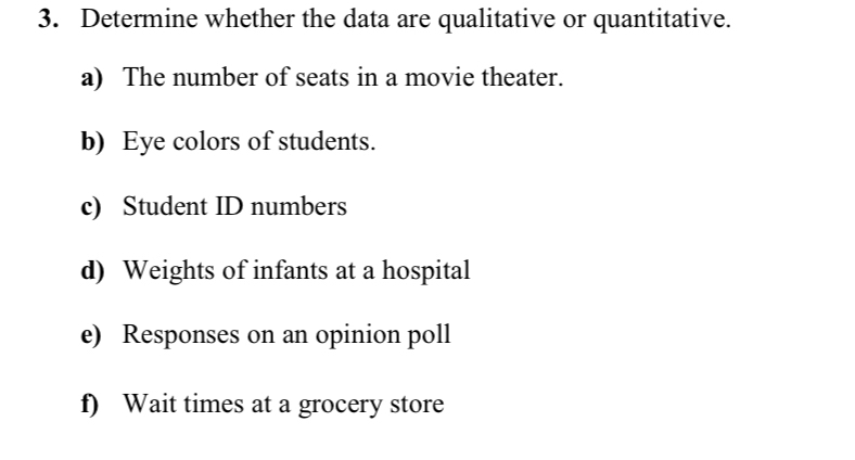 Solved Determine whether the data are qualitative or | Chegg.com