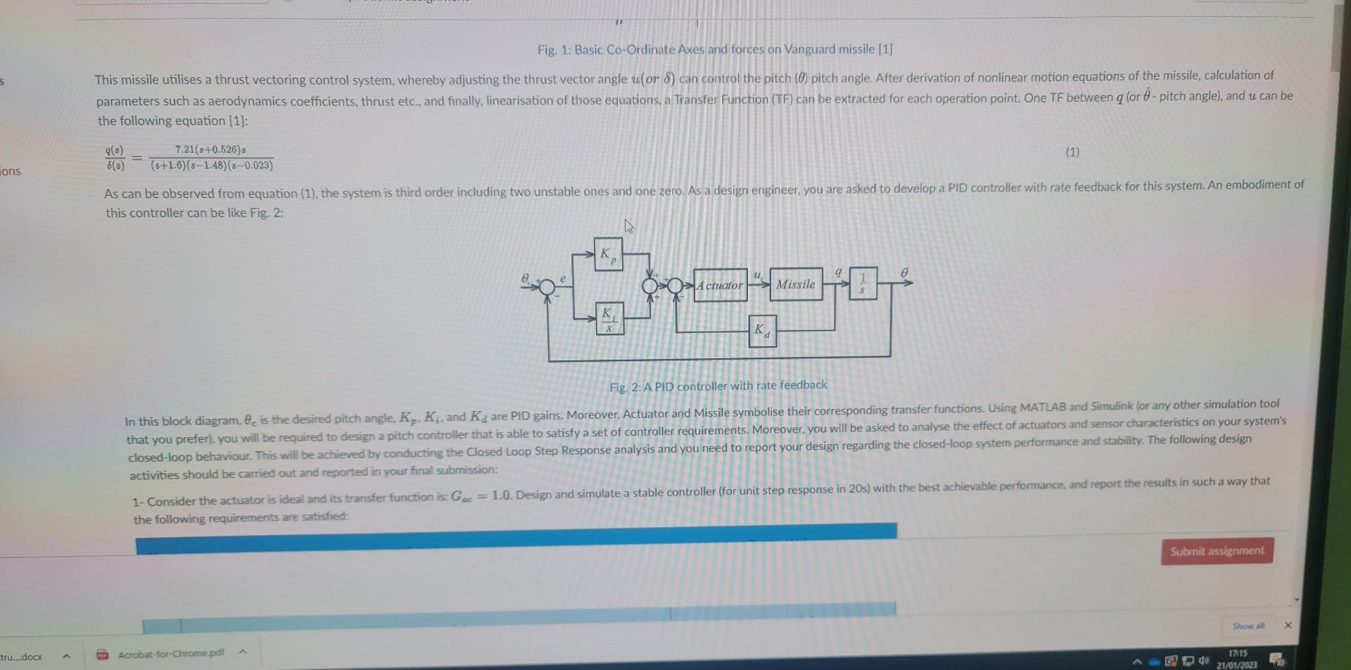Solved Assignment Tasks: The pitch motion of the Vanguard | Chegg.com