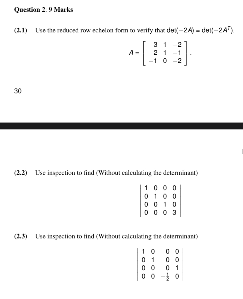 Solved Question 2: 9 ﻿Marks(2.1) ﻿Use the reduced row | Chegg.com