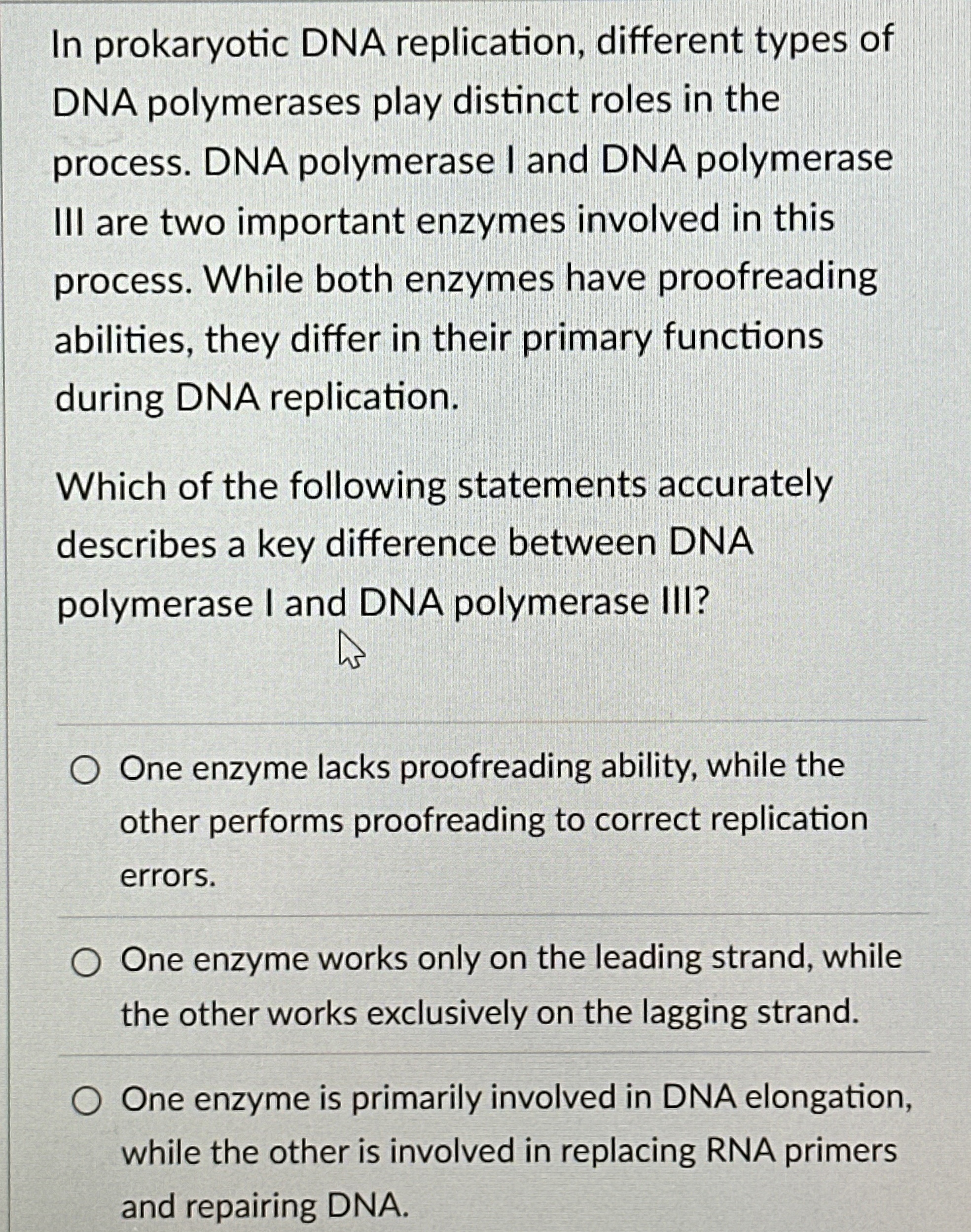 In prokaryotic DNA replication, different types of | Chegg.com