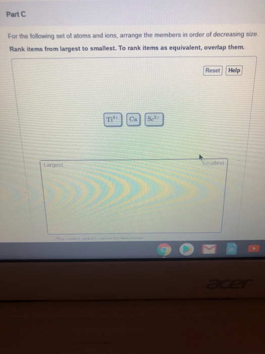 Solved Part C For The Following Set Of Atoms And Ions