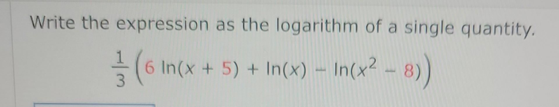 Solved Write the expression as the logarithm of a single | Chegg.com