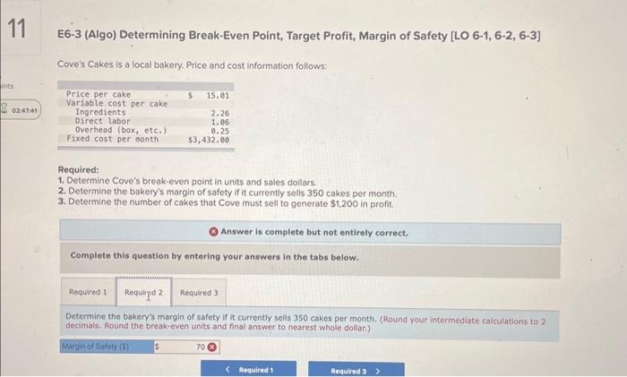 Solved E6-3 (Algo) Determining Break-Even Point, Target | Chegg.com