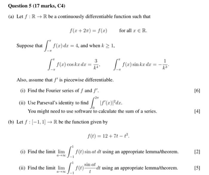 Solved (a) Let f:R→R be a continuously differentiable | Chegg.com