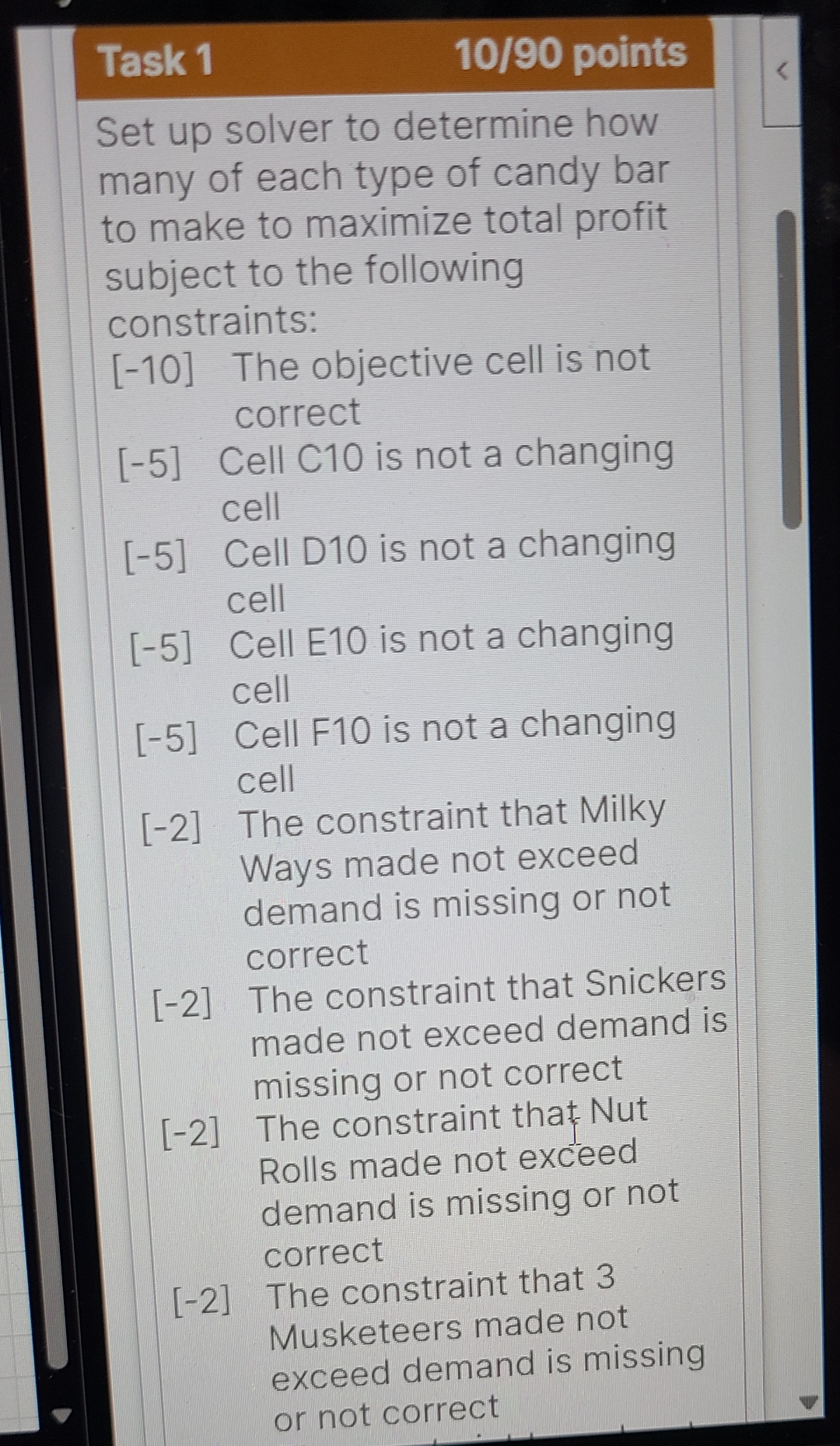 Solved Task 11090 ﻿pointsSet up solver to determine how many | Chegg.com