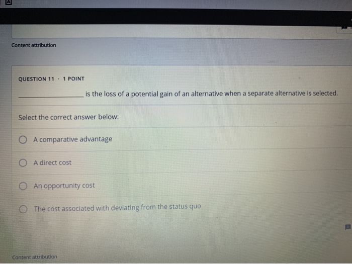 Solved Content attribution QUESTION 11 . 1 POINT is the loss | Chegg.com