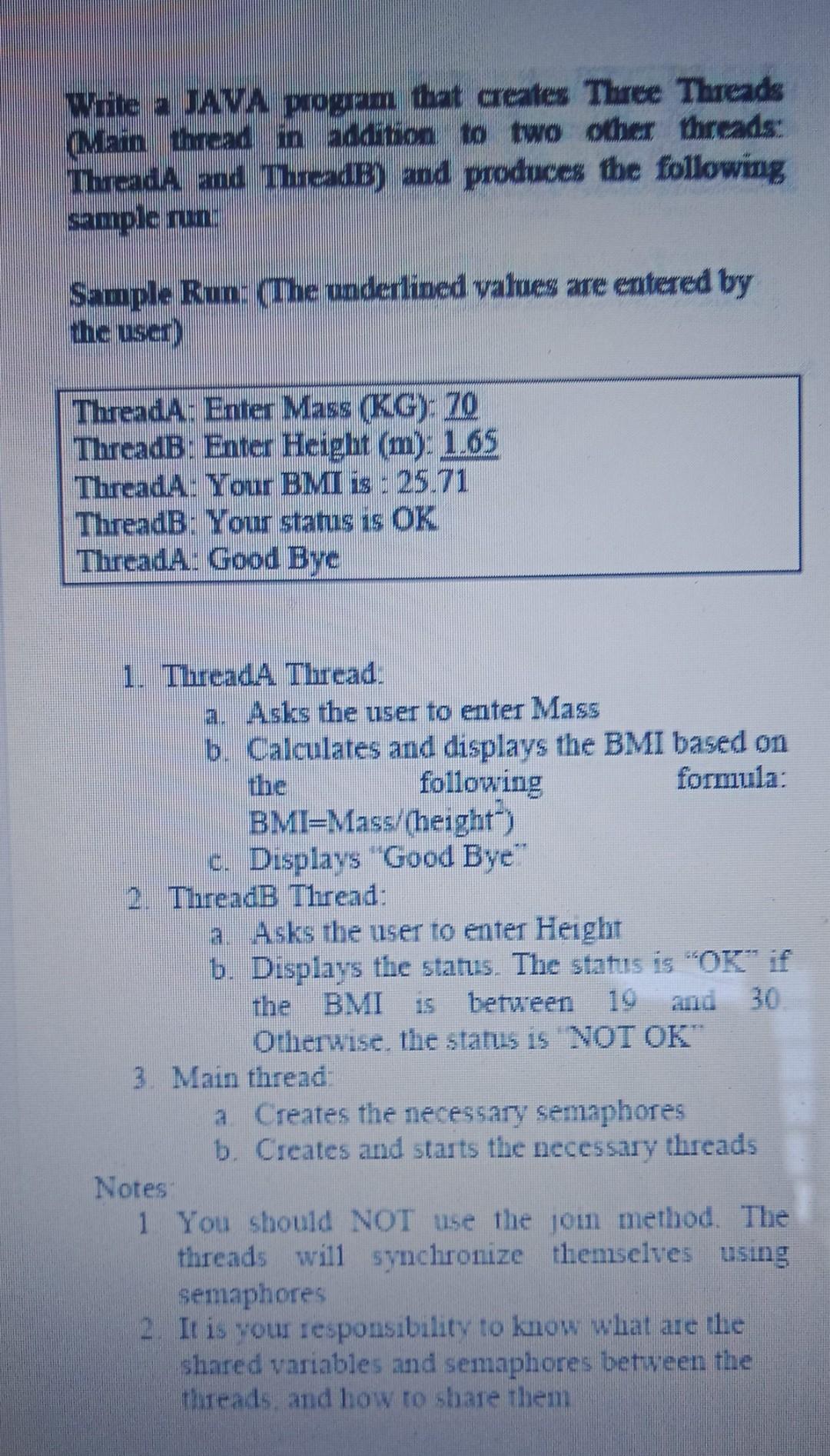 Solved Write A Java Program That Creates Three Threads Main Chegg