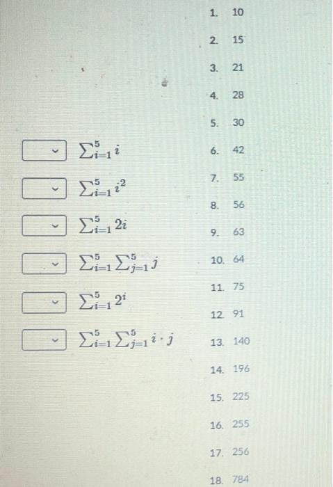 Solved Match the following summations with their values. If | Chegg.com