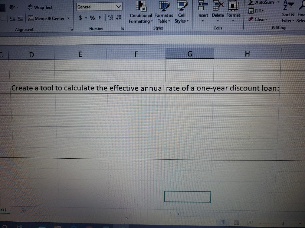 Solved 2 AutoSum Wrap Text General S E Insert Delete Format | Chegg.com