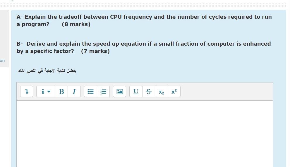Solved A- ﻿Explain the tradeoff between CPU frequency and | Chegg.com