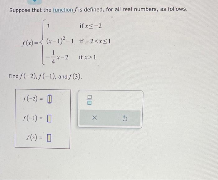 Solved Suppose that the function f is defined, for all real | Chegg.com