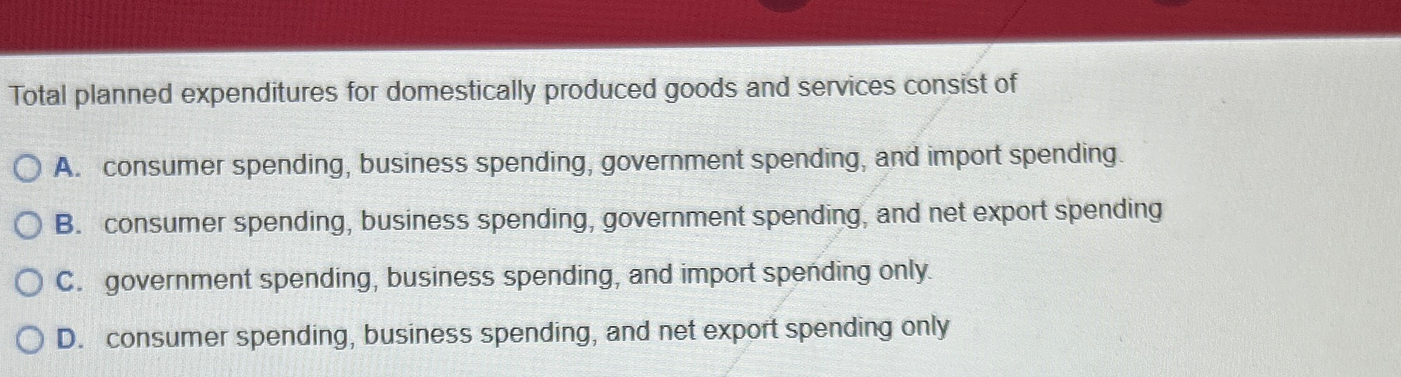 Solved Total planned expenditures for domestically produced | Chegg.com