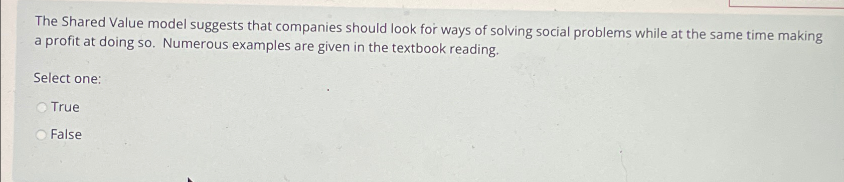 Solved The Shared Value model suggests that companies should | Chegg.com