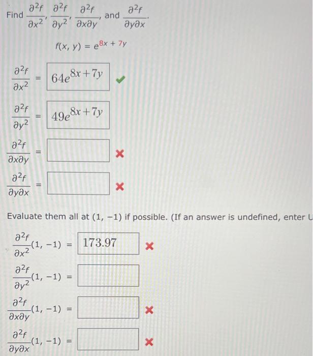Solved Find ∂x2∂2f,∂y2∂2f,∂x∂y∂2f, and ∂y∂x∂2f | Chegg.com