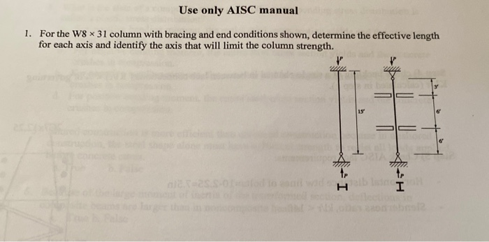 Solved Use only AISC manual 1. For the W8 x 31 column with | Chegg.com