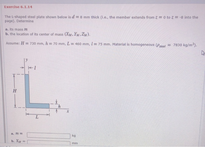 Solved Exercise 6.1.14 The L-shaped steel plate shown below | Chegg.com