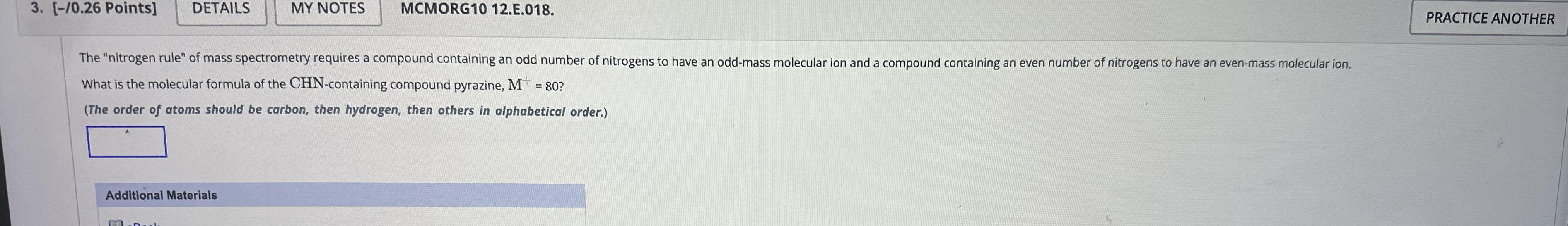 Solved [-/0.26 ﻿Points]MCMORG10 12.E.018.PRACTICE | Chegg.com