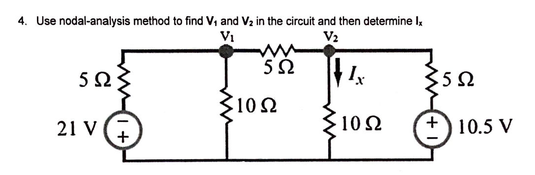 Solved Use nodal-analysis method to find V1 ﻿and V2 ﻿in the | Chegg.com
