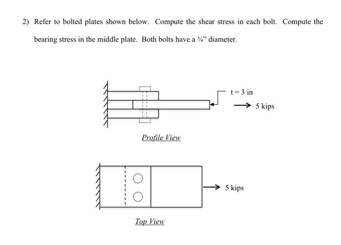 Solved 2) Refer to bolted plates shown below. Compute the | Chegg.com
