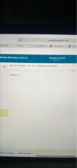 Solved gageNOWv... K AA Review (Function, Conic & My Home | Chegg.com