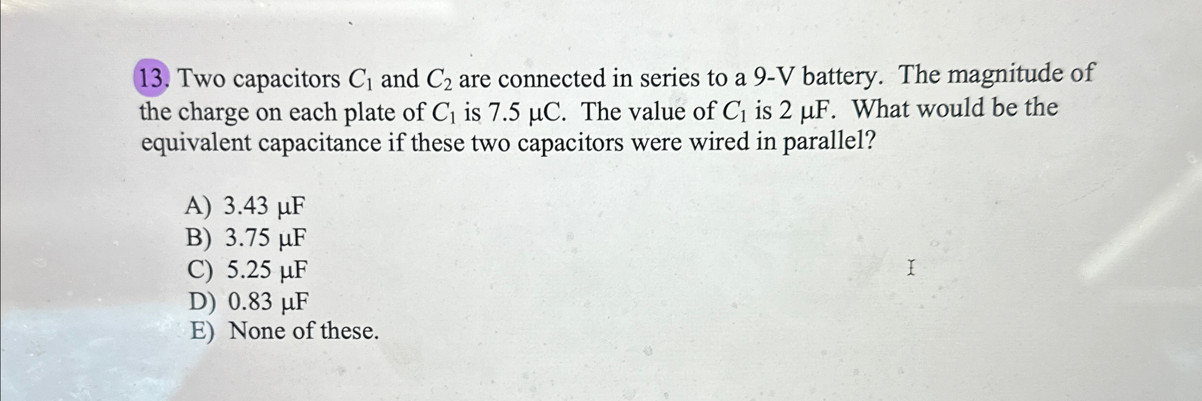 Solved Two capacitors C1 ﻿and C2 ﻿are connected in series to | Chegg.com