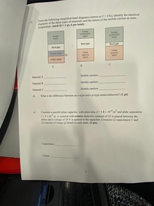 Solved From the following simplified band diagrams (drawn at | Chegg.com