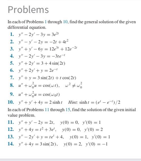 Solved In each of Problems 1 through 10, find the general | Chegg.com
