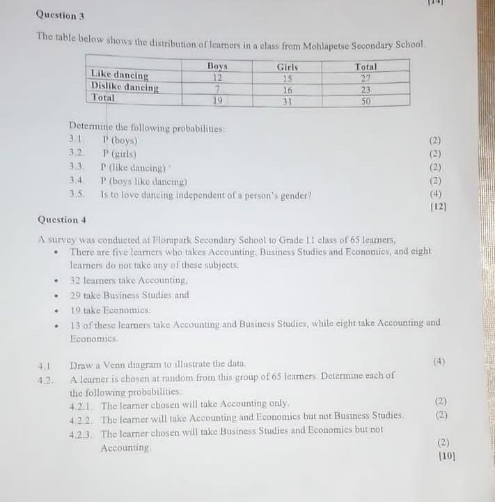 Solved (14 Question 3 The table below shows the distribution | Chegg.com