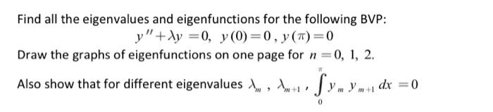 Solved Find all the eigenvalues and eigenfunctions for the | Chegg.com
