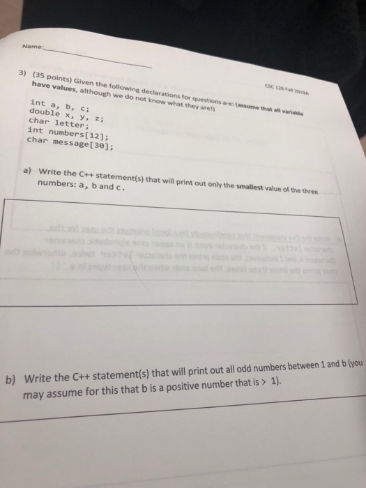 Solved Ame Che Given The Following Code Include Using 