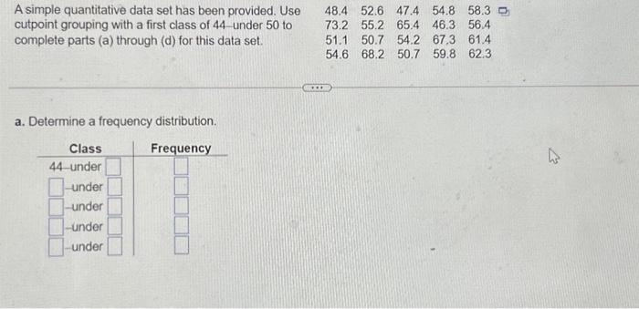 Solved A simple quantitative data set has been provided. Use | Chegg.com