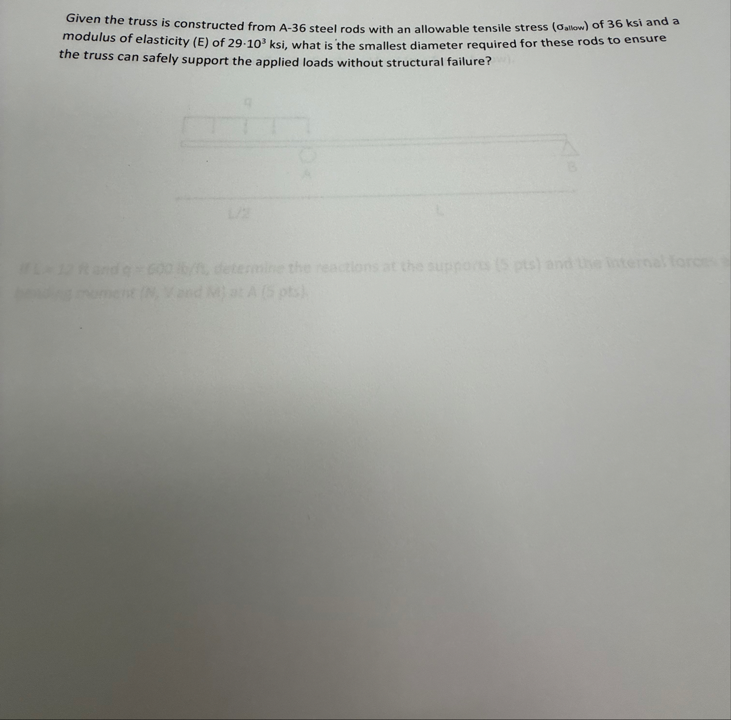 Solved Given the truss is constructed from A-36 ﻿steel rods | Chegg.com