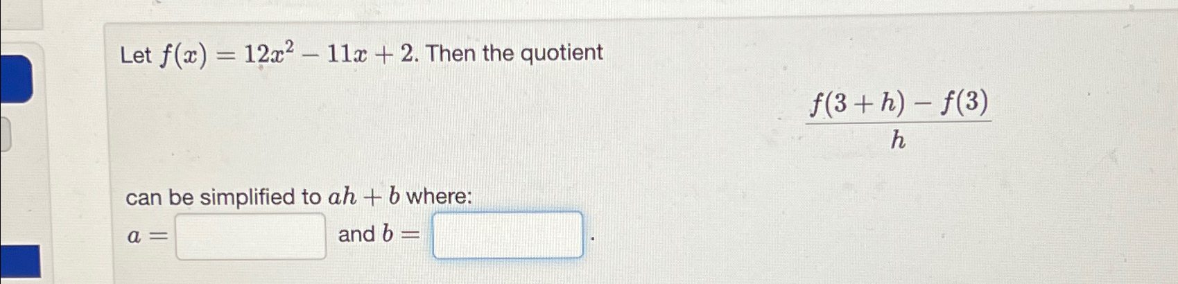 Solved Let f(x)=12x2-11x+2. ﻿Then the | Chegg.com