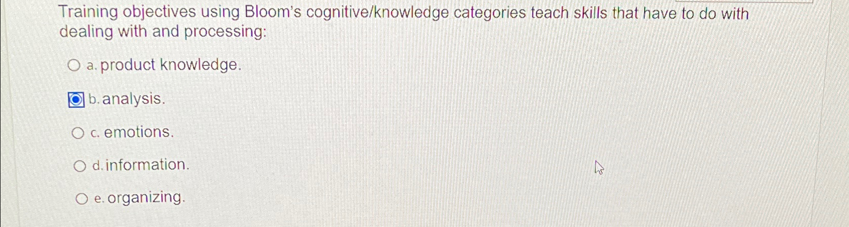 Solved Training objectives using Bloom's cognitive/knowledge | Chegg.com