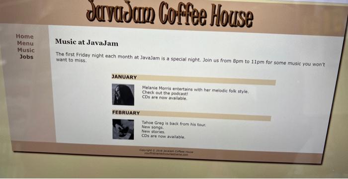 Solved donyaderse Corment HouseMusic at Java.Jam The first | Chegg.com Solved donyaderse Corment HouseMusic at Java.Jam The first | Chegg.com