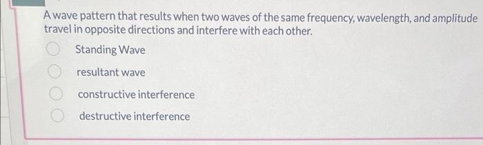 Solved A wave pattern that results when two waves of the | Chegg.com