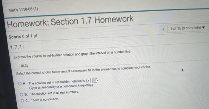 Solved Math 1110 06 1 Homework Section 1 7 Homework 1 Of