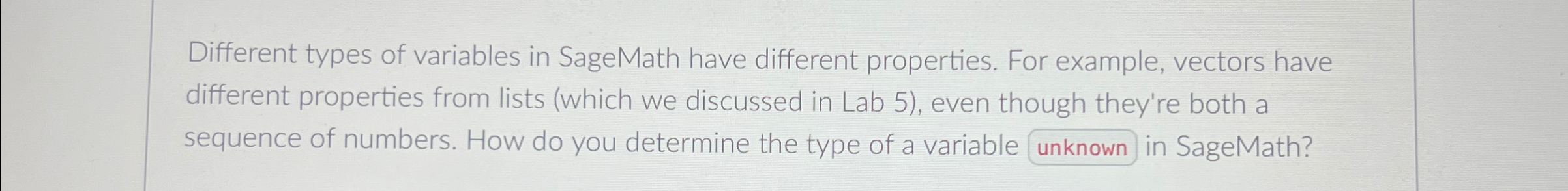 Solved Different types of variables in SageMath have | Chegg.com