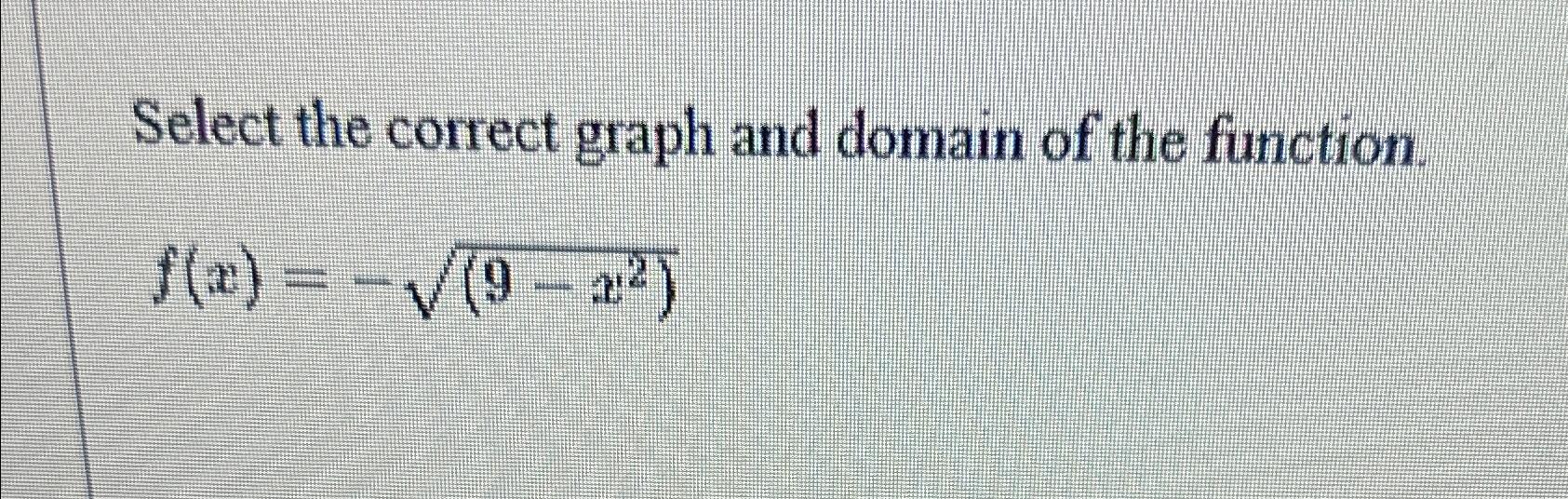 Solved Select the correct graph and domain of the | Chegg.com