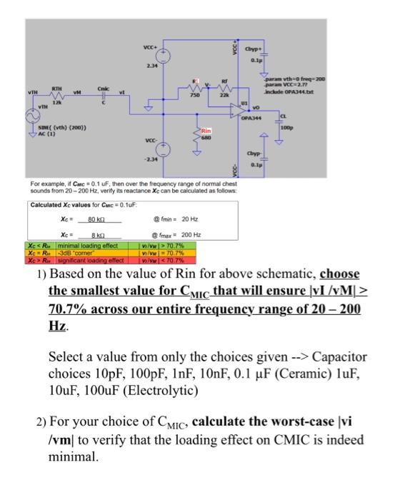 1) Based on the value of Rin for above schematic, | Chegg.com