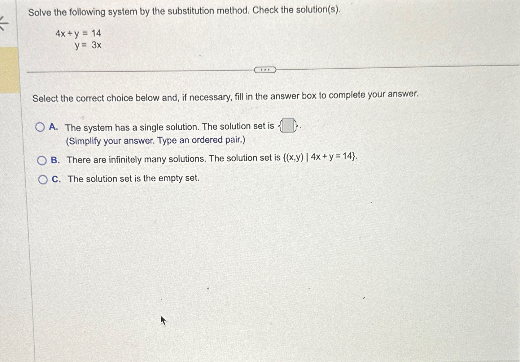 Solved Solve the following system by the substitution | Chegg.com