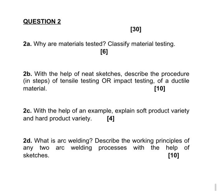 Solved 2a. Why are materials tested? Classify material | Chegg.com
