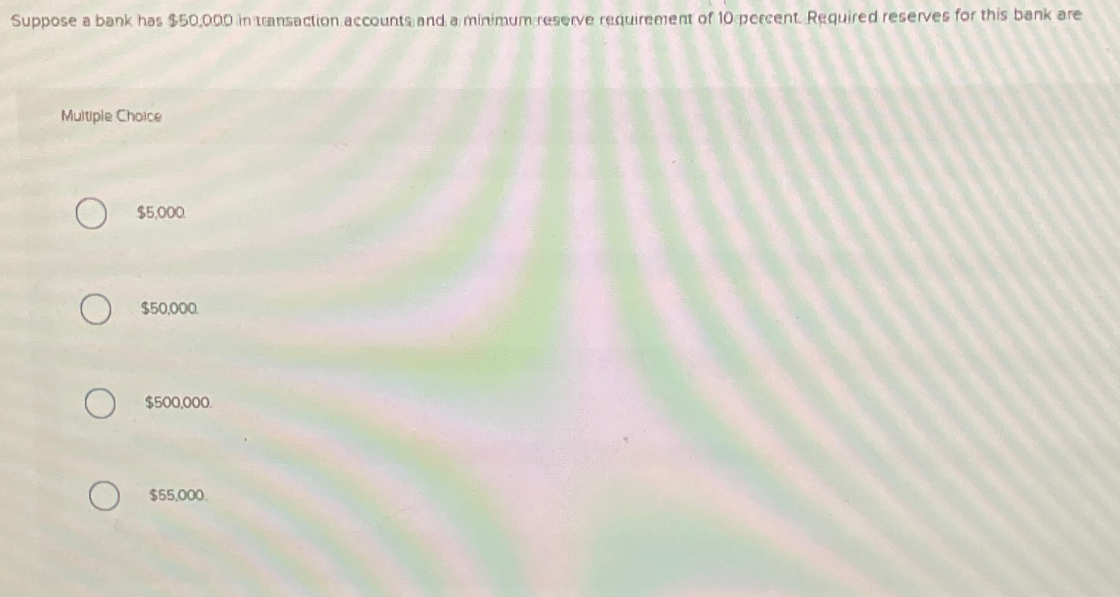 Solved Suppose a bank has $50,000 ﻿in transaction accounts | Chegg.com