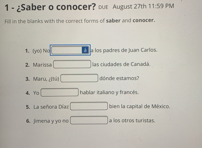 Solved saber o conocer fill in the blanks with the correct | Chegg.com