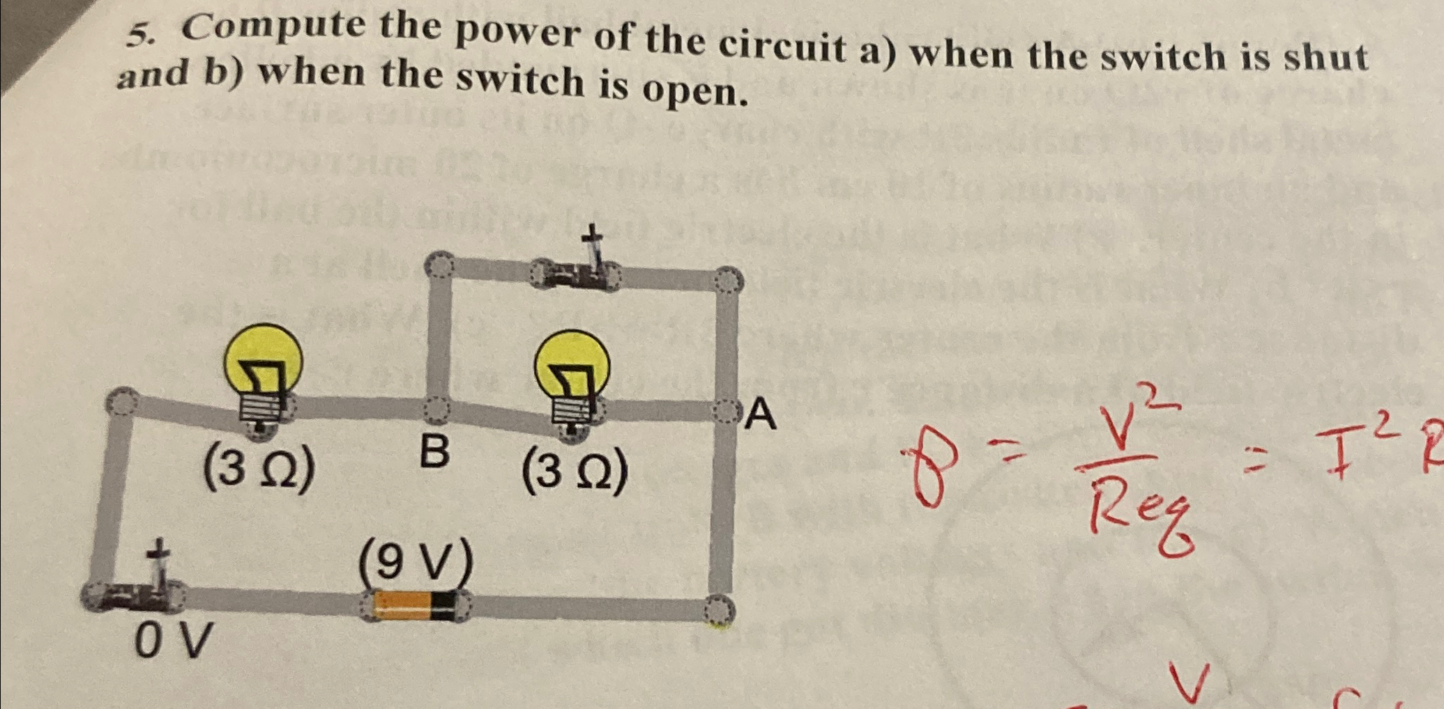 Solved Compute the power of the circuit a) ﻿when the switch | Chegg.com
