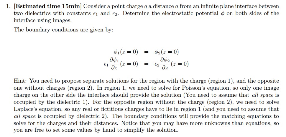 Solved by an EXPERT 15min q ﻿a distance a from an ﻿infinite plane ...
