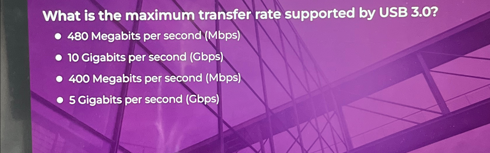 Solved What is the maximum transfer rate supported by USB | Chegg.com