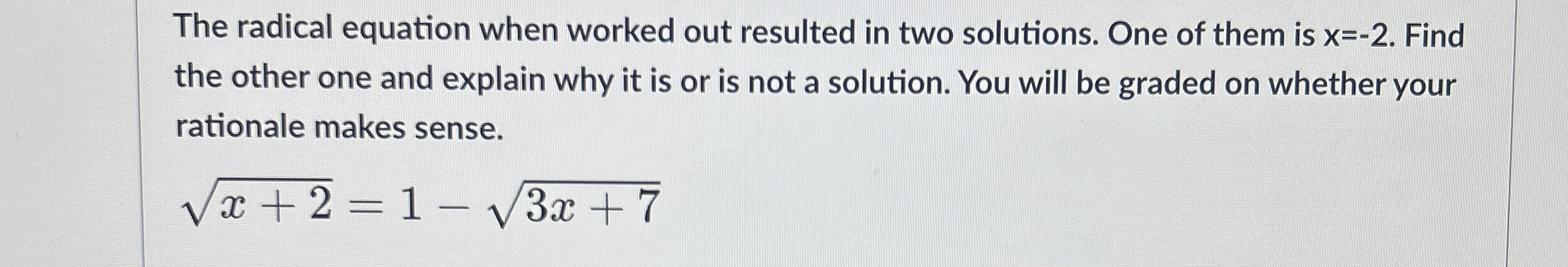 Solved How to solve The radical equation when worked out | Chegg.com